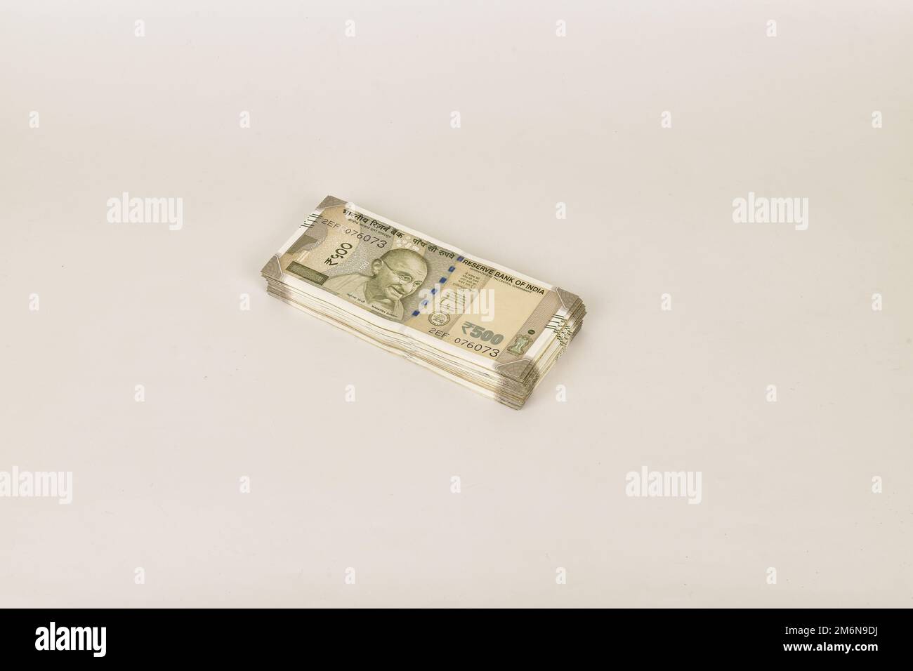 Indian currency bundle isolated on white background, five hundred rupee ...