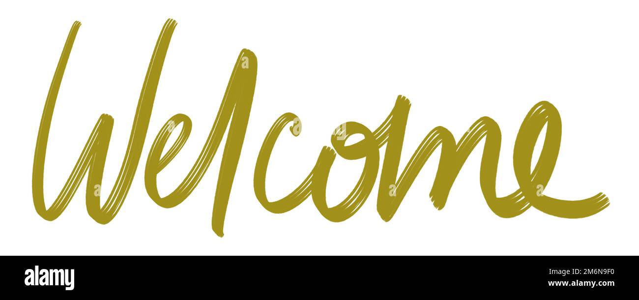 Welcome word, great design for any purposes. Hand-drawn lettering. Hand ...