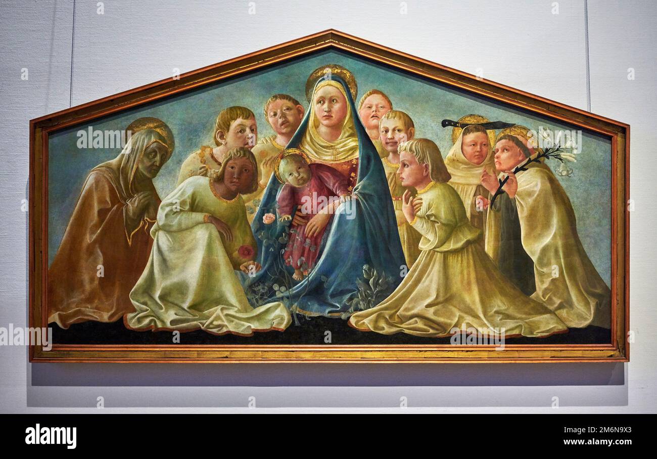 Madonna col Bambino, santi e angeli ( Madonna Trivulzio ) - tempera su tavola trasportata su ...