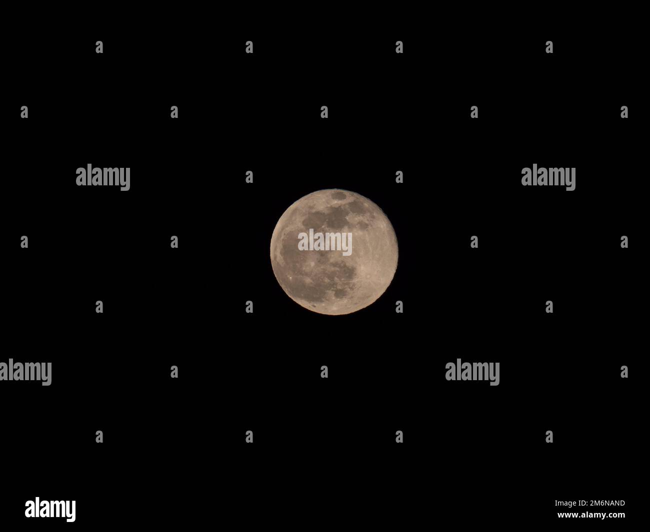 Close up of full moon seen with the telescope from northern hemisphere ...