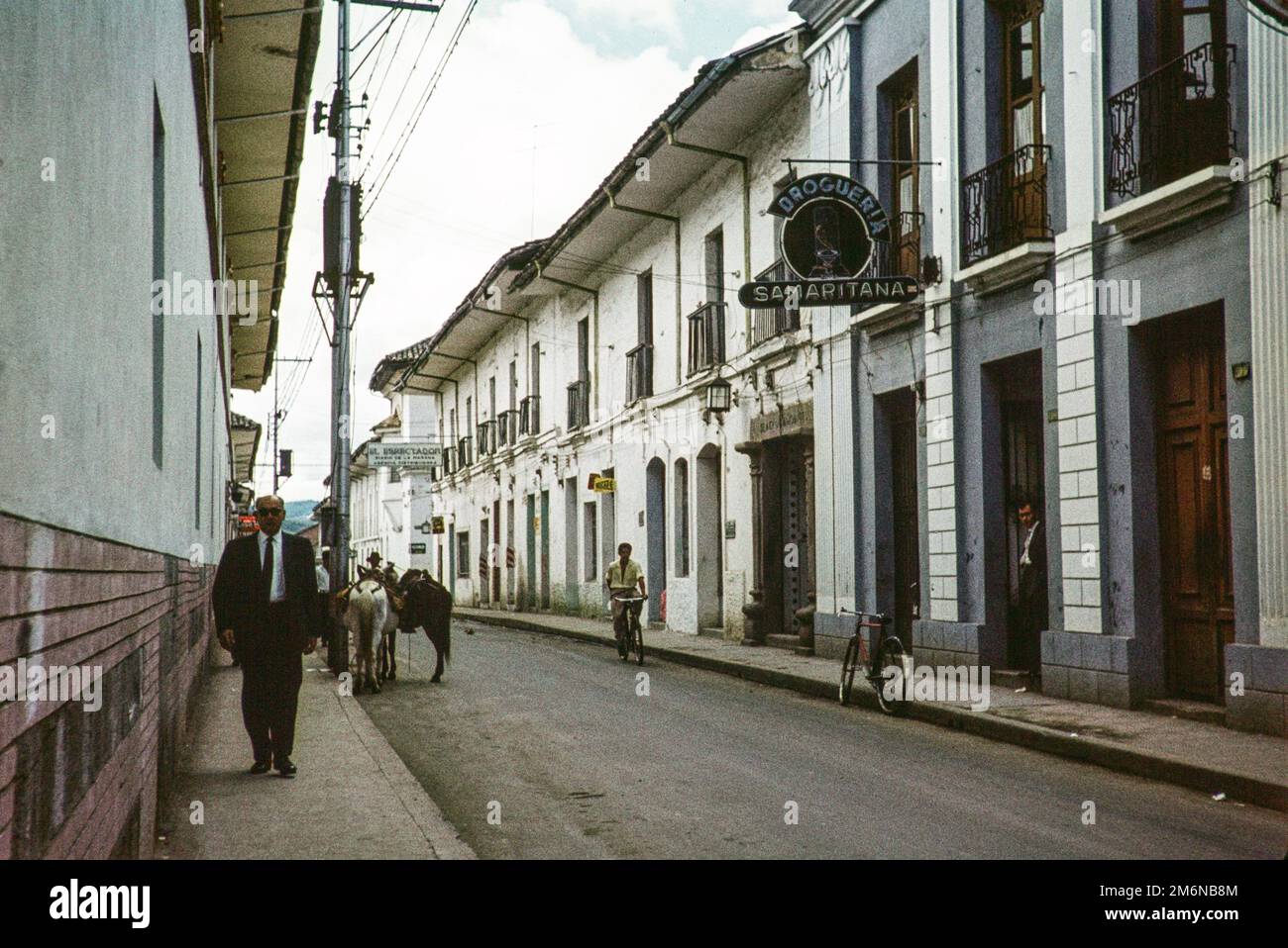 Town centre street, Popayán, Colombia, South America 1961 Stock Photo ...