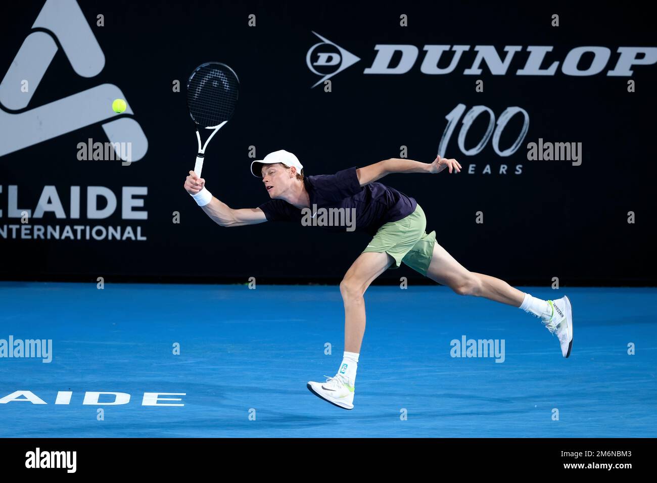 Adelaide, Australia, 5 January, 2023. Jannik Sinner of Italy plays a forehand during the ...