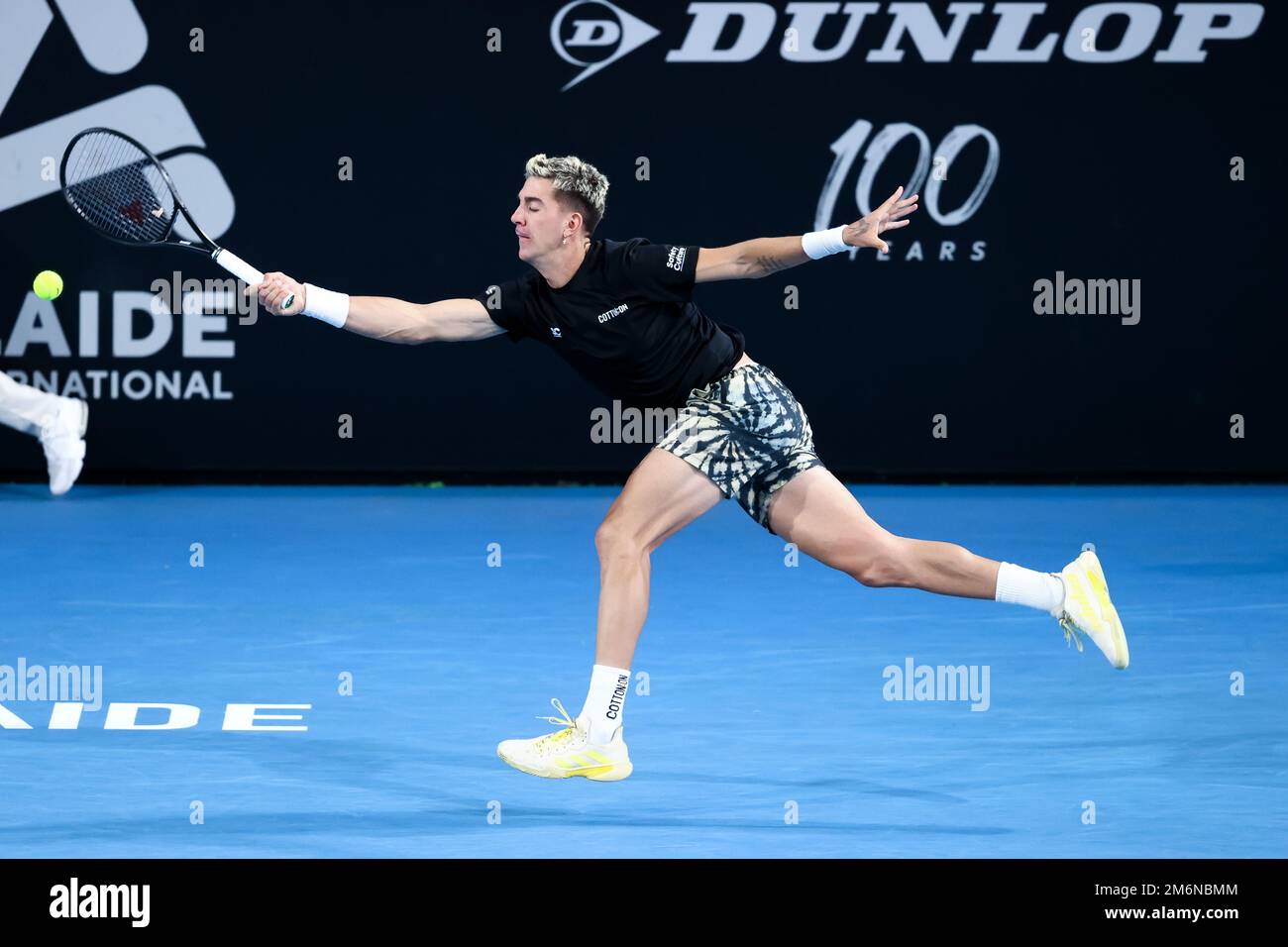 Adelaide, Australia, 5 January, 2023. Thanasi Kokkinakis of Australia plays a forehand during ...