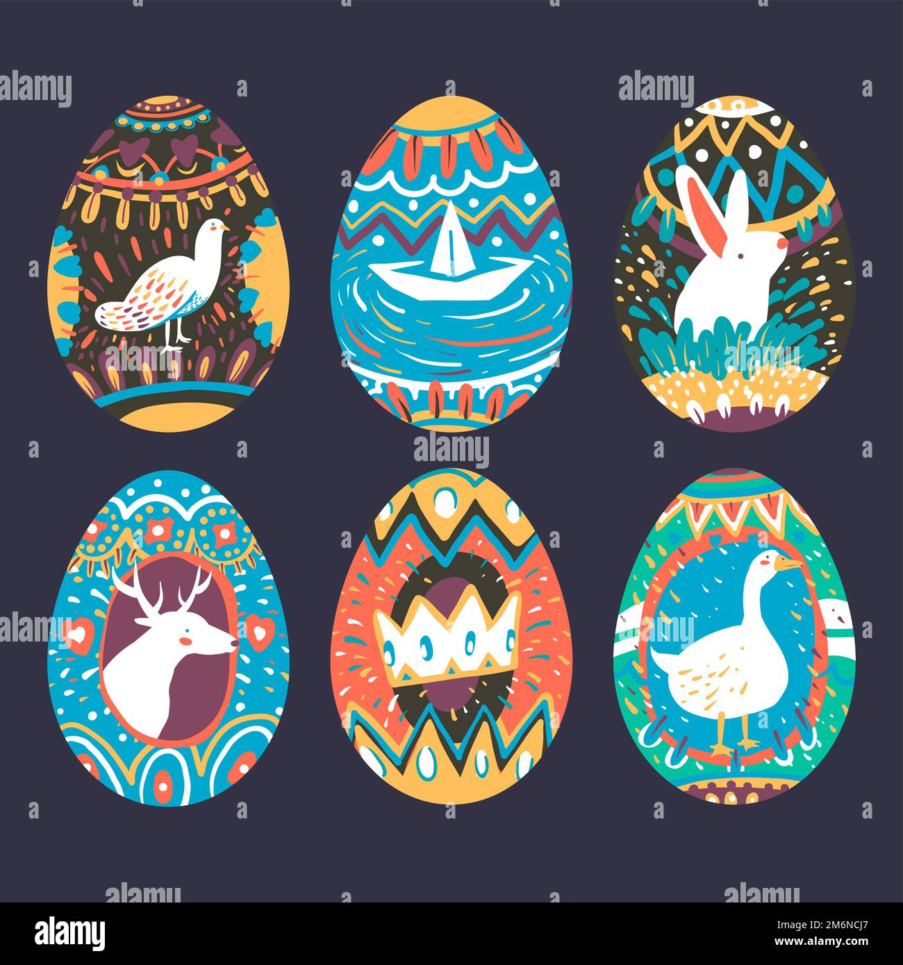 Easter festival painted eggs collection vector Stock Vector Image & Art ...