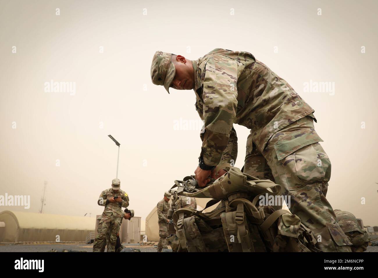 Spc. Daniel Moya of the 448th Engineer Battalion, conducts pre-combat ...