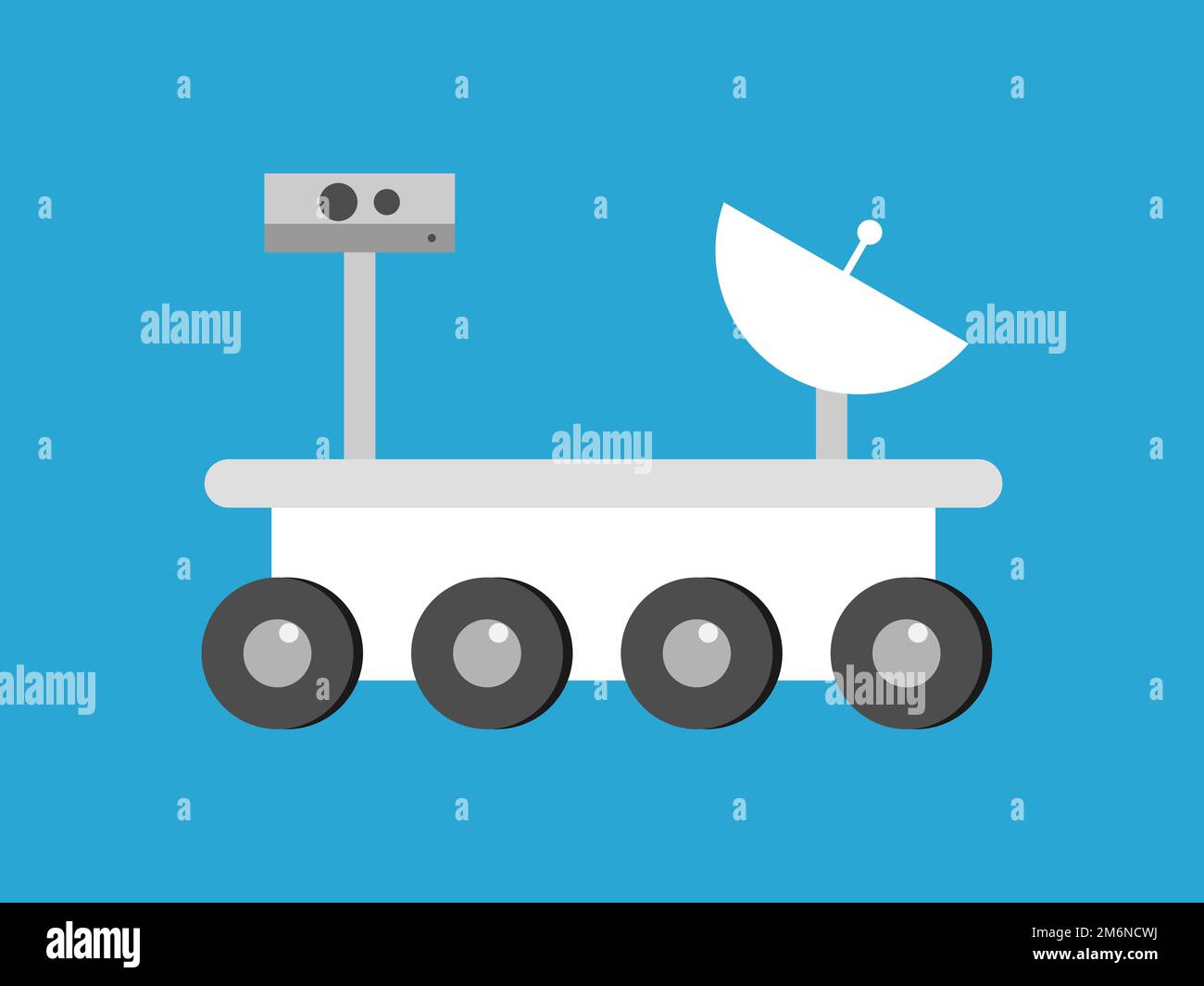 Space rover on blue background. Space exploration concept. Cartoon ...