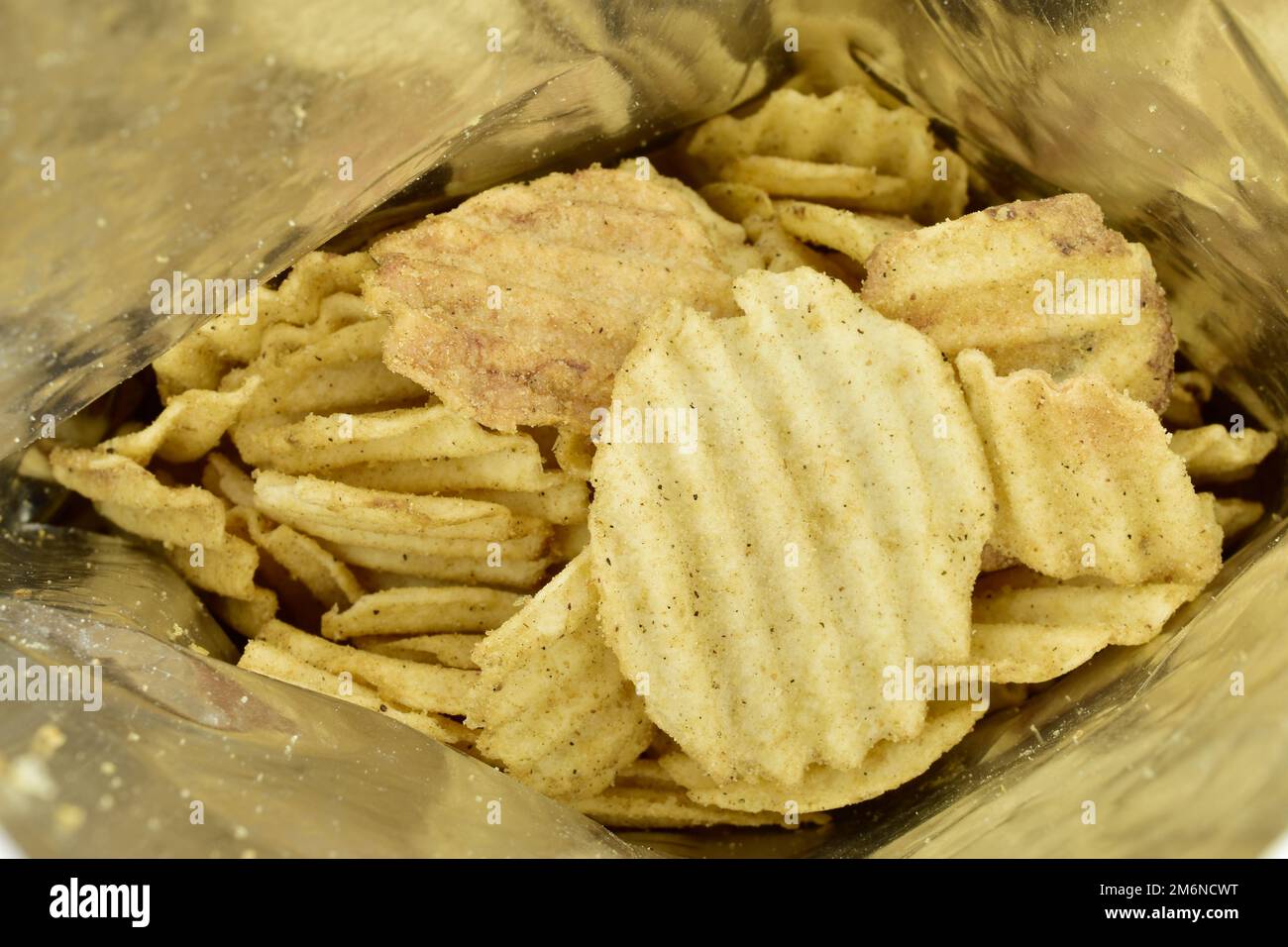 Inside view of potato chips packet Stock Photo - Alamy