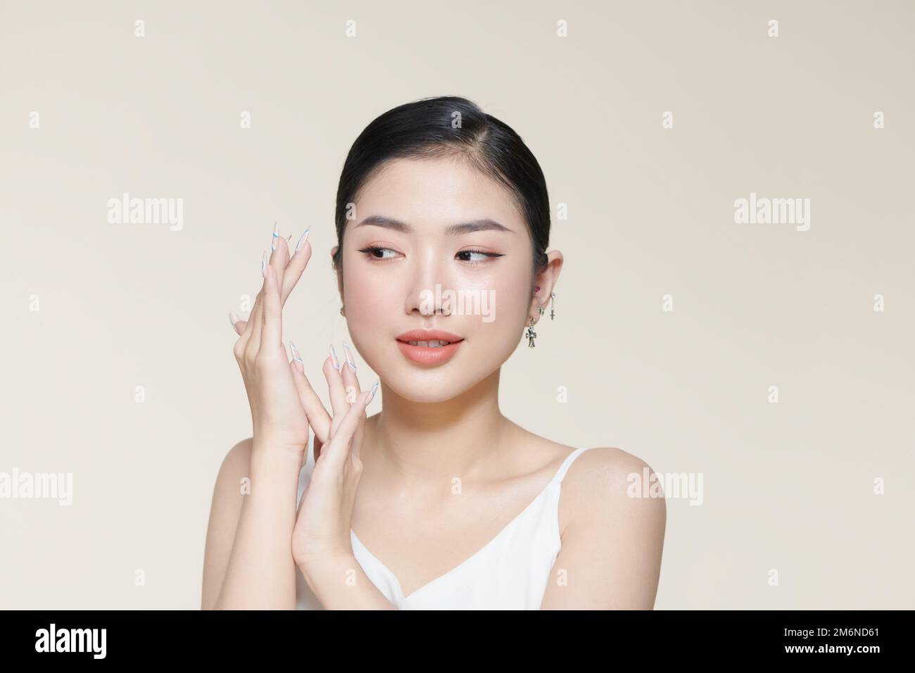 Beautiful face of young white woman with a clean skin Stock Photo - Alamy