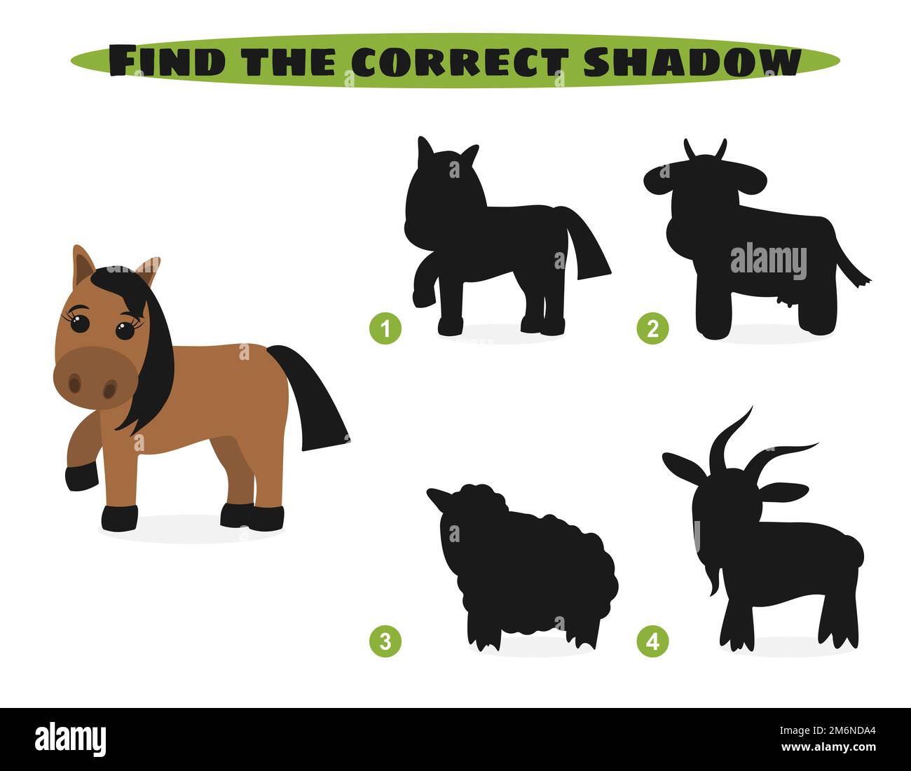 Find correct shadow. Cute farm animals. Education game Stock Vector ... Find correct shadow. Cute farm animals. Education game Stock Vector ...