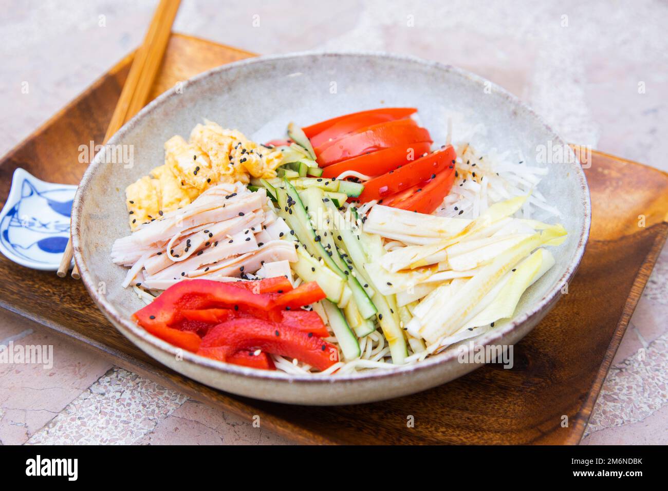 Hiyashi Chuka is a Japanese cold ramen noodle mixed with homemade ...