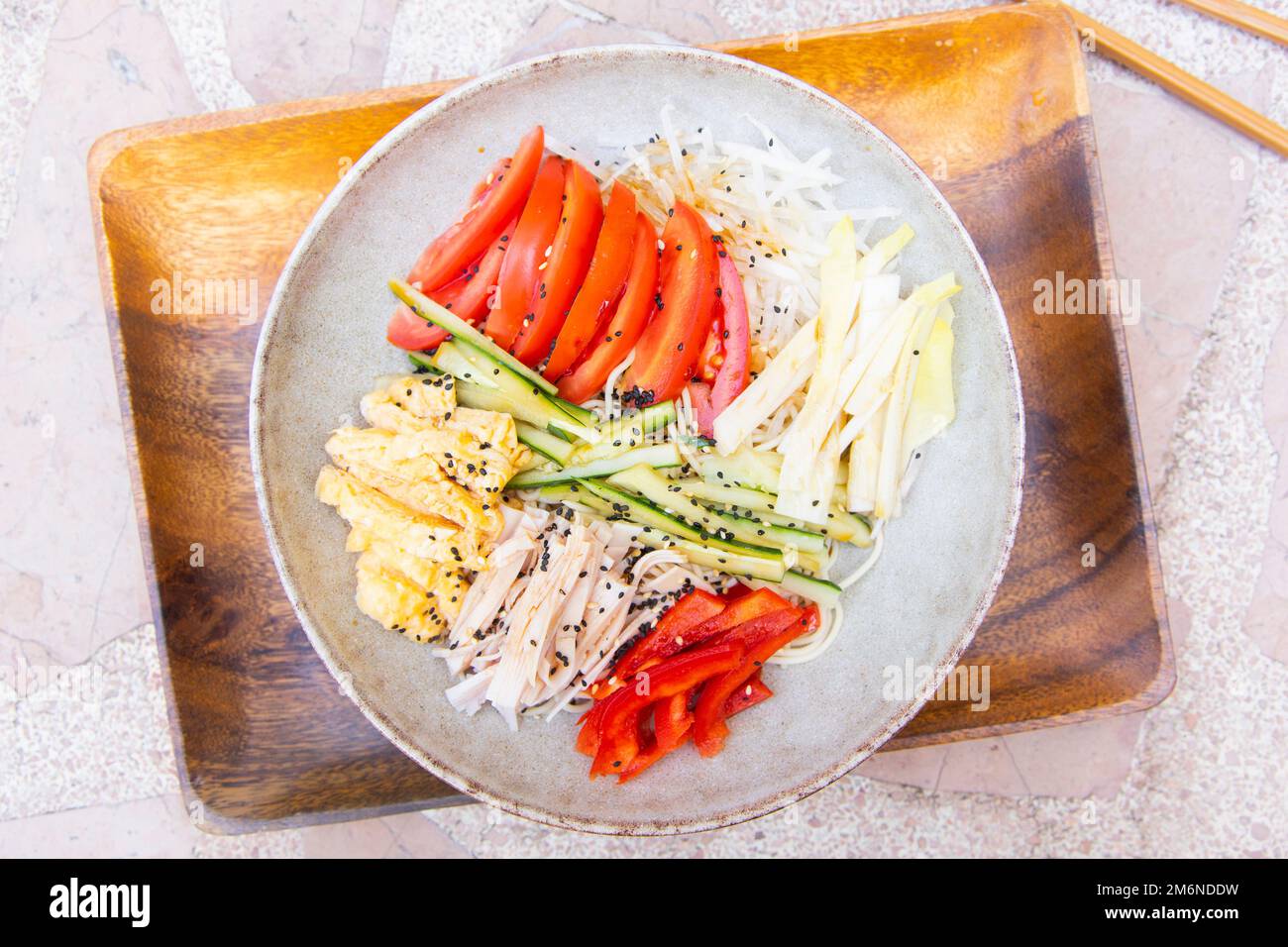 Hiyashi Chuka is a Japanese cold ramen noodle mixed with homemade ...