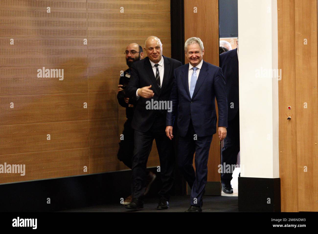 Andreas Mavrogiannis enters the conference center during his nomination ...
