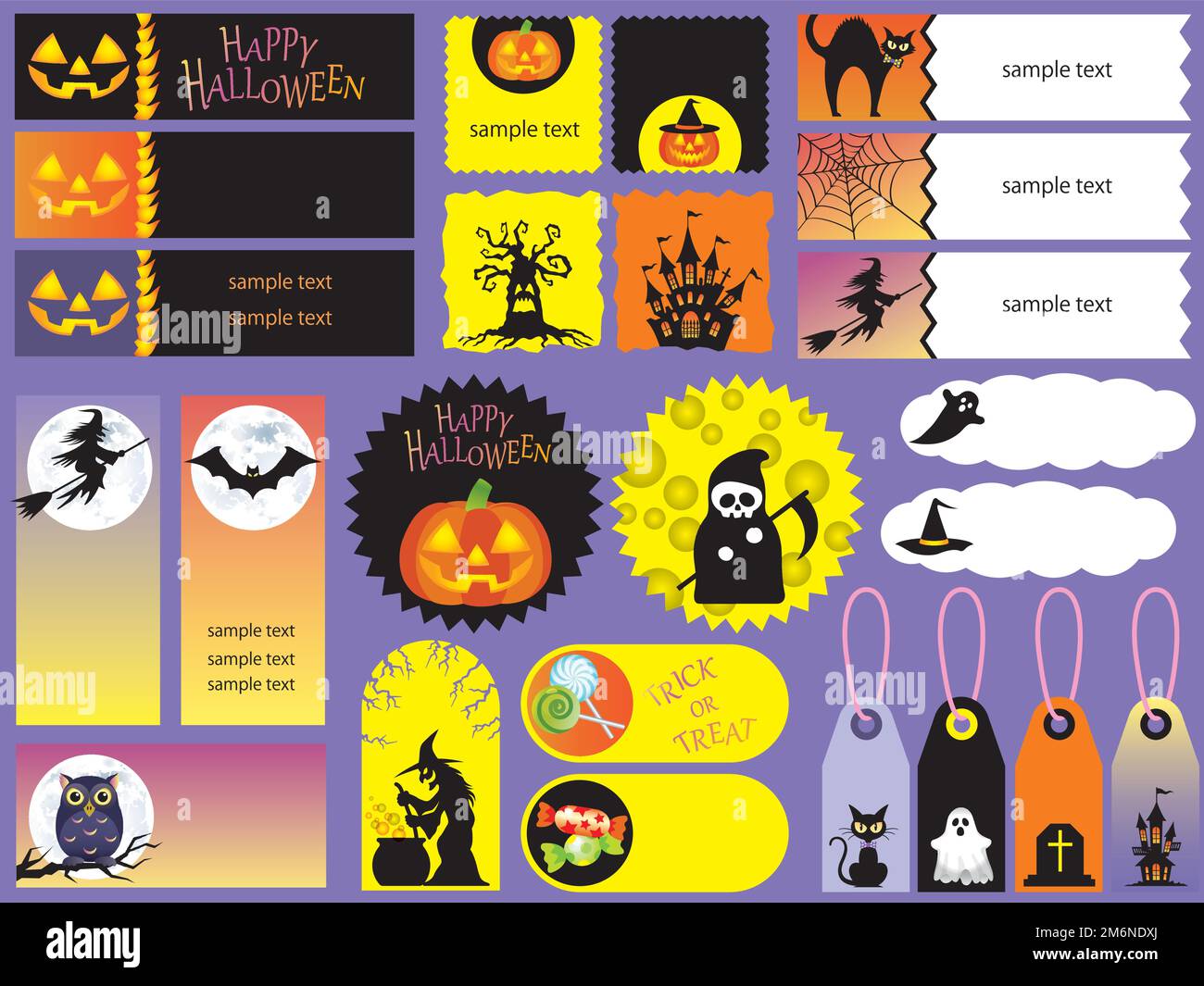 Set Of Happy Halloween Vector Card And Tag Templates Isolated On A ...