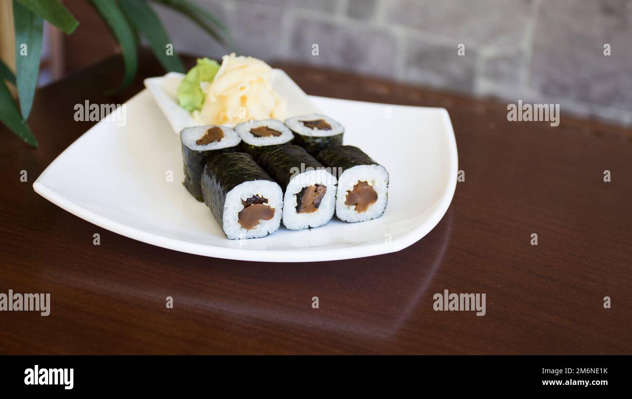Vegan Maki Sushi with vegetables . Vegetarian Japanese Food Stock Photo ...