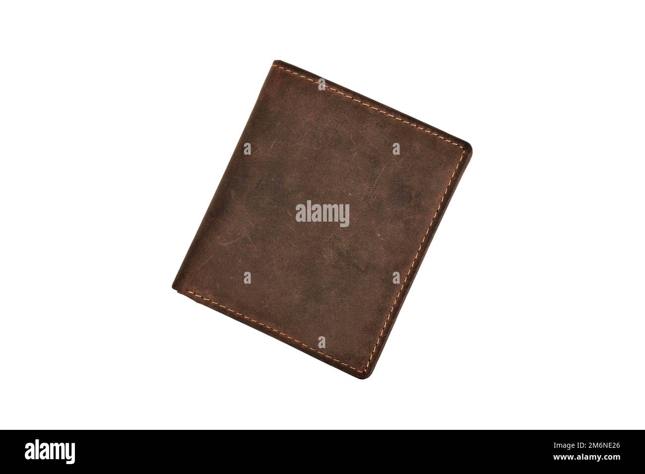 Folded leather wallet isolated on white background with clipping path ...