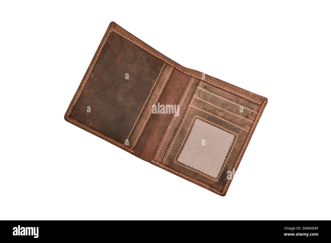 Empty leather wallet isolated on white background with clipping path ...