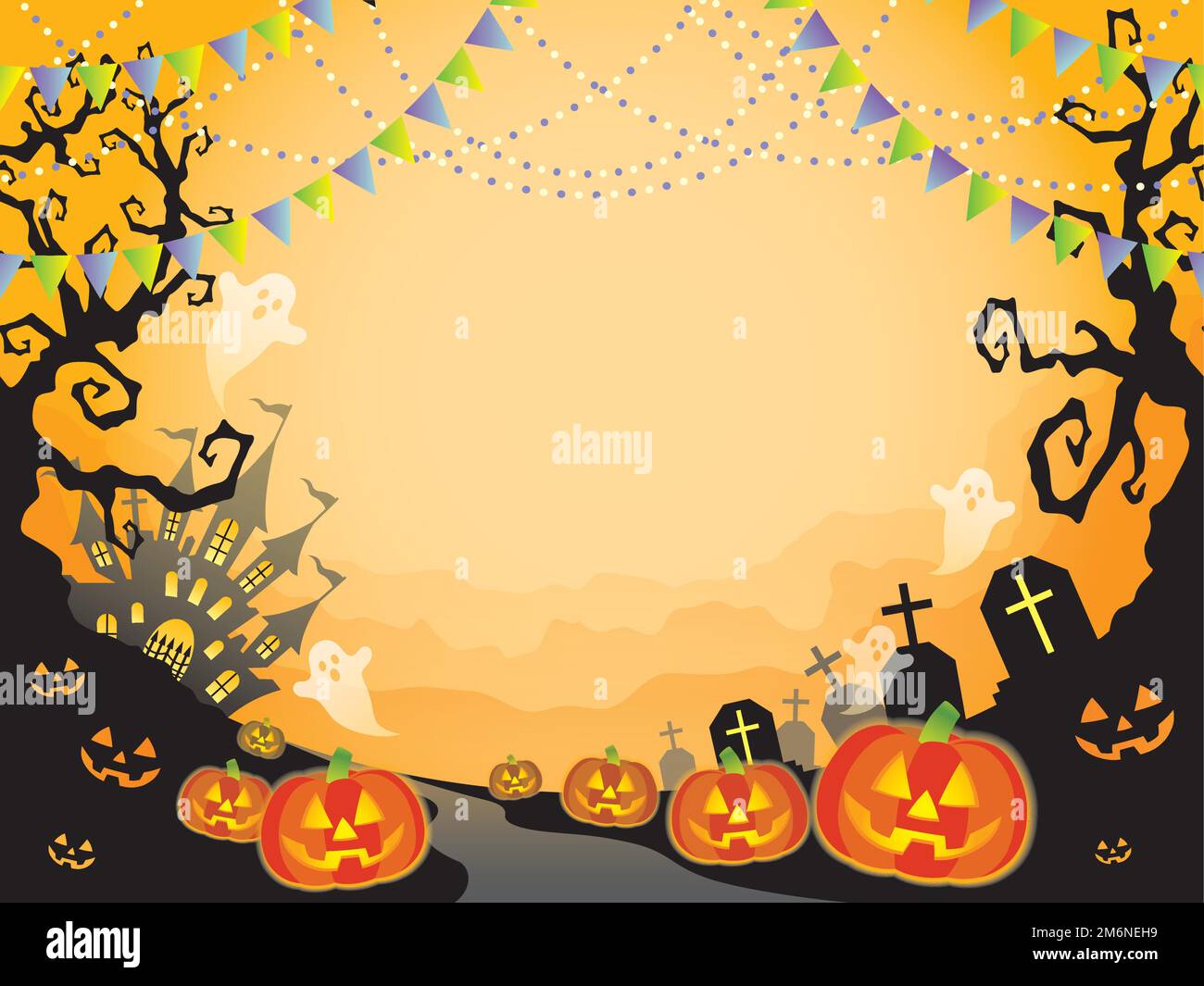 Seamless Happy Halloween Vector Background Illustration With Text Space ...