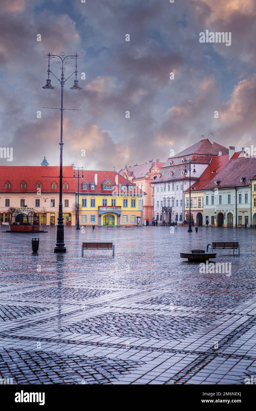 Main square in Sibiu, Transylvania, Romania Stock Photo - Alamy