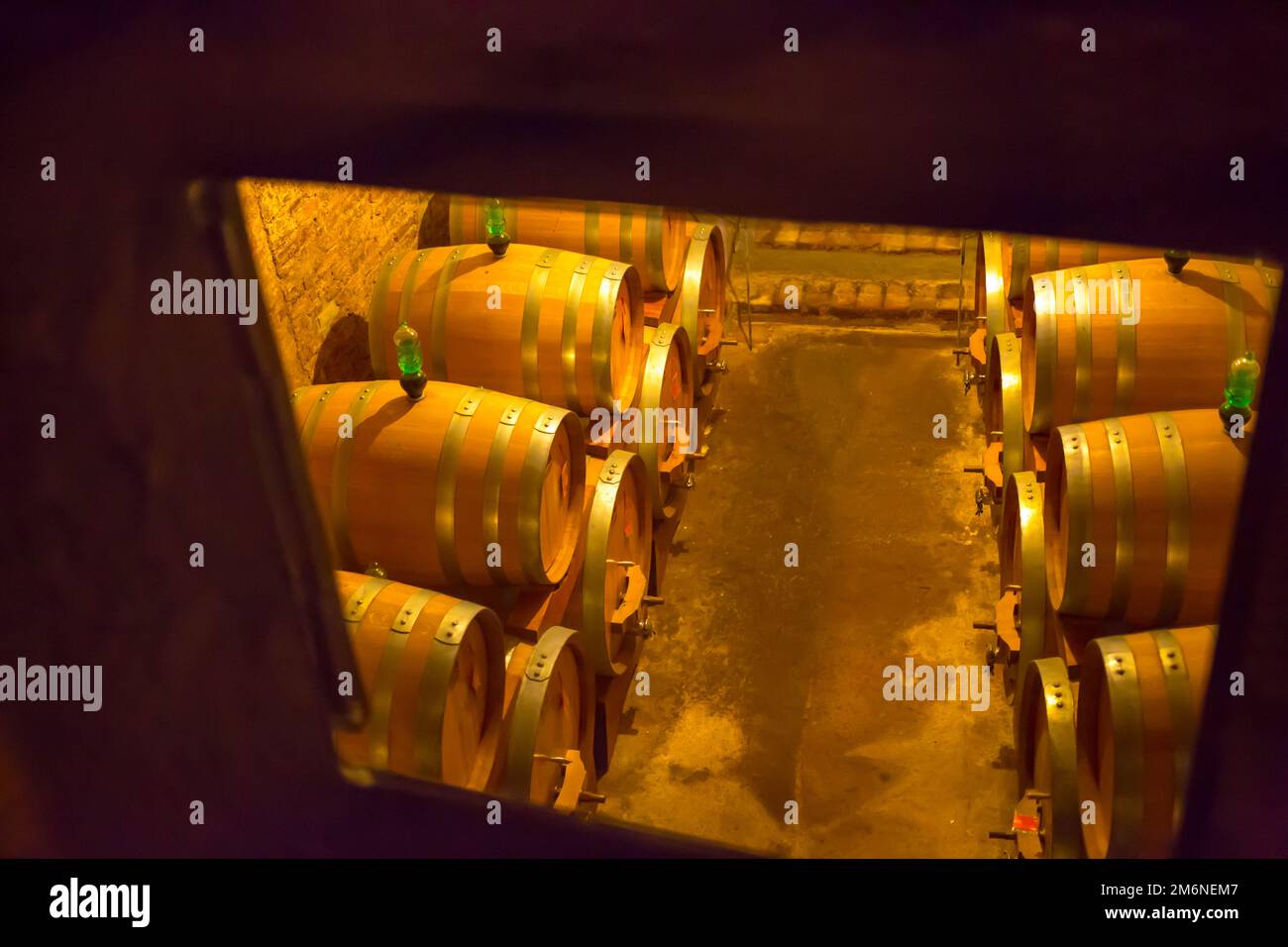Wine barrels in cellar Stock Photo - Alamy