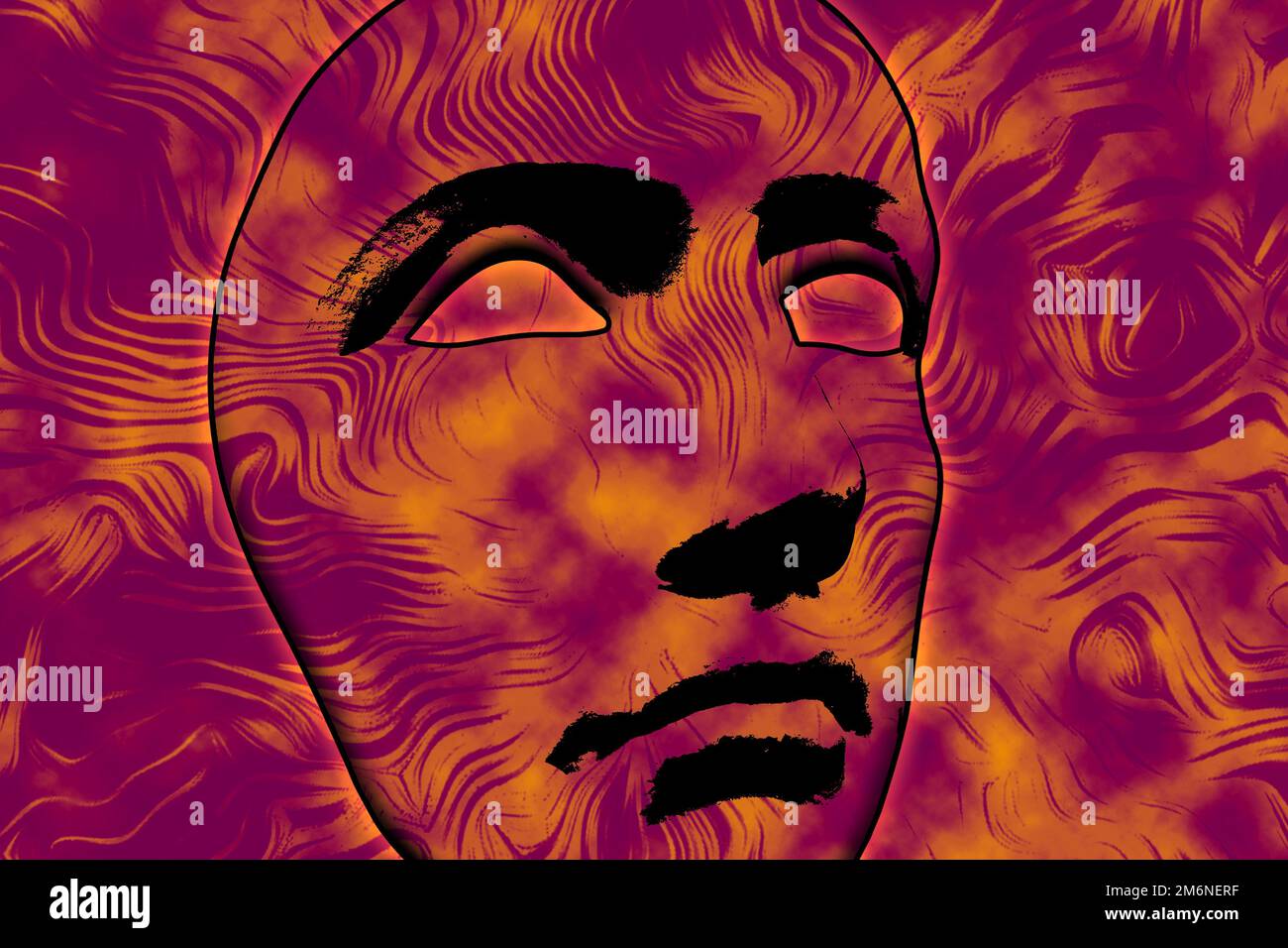 Antique sculpture of human face in artificial intelligence crypto art ...