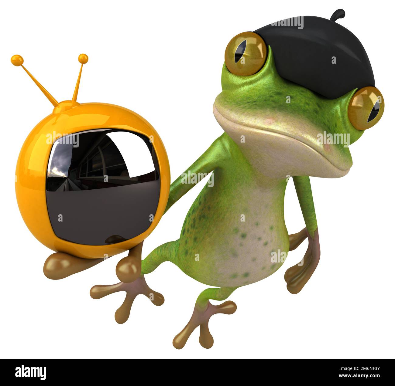 Fun french frog - 3D Illustration Stock Photo - Alamy