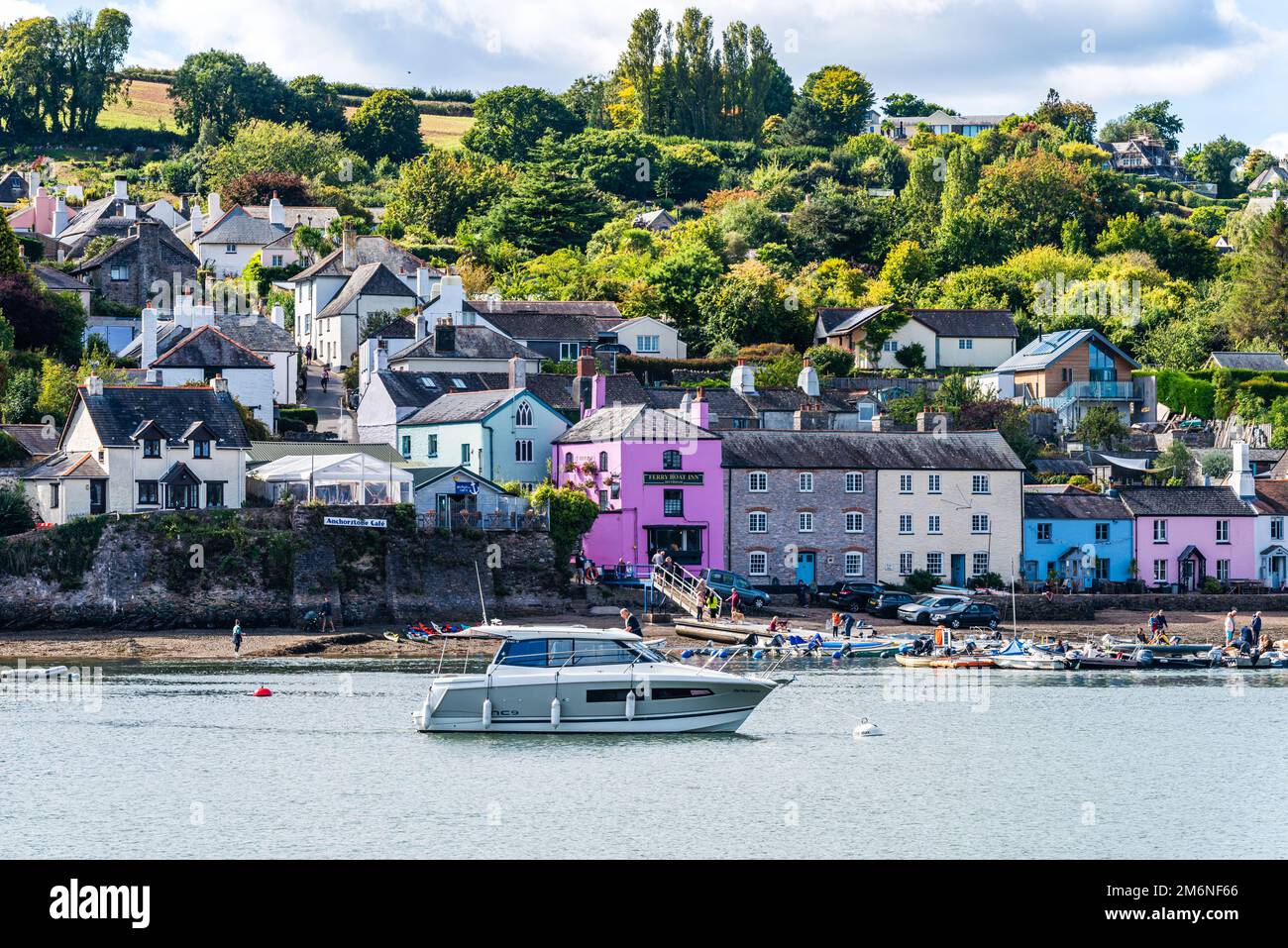 Boats and Yachts on River Dart over Dittisham and Greenway Quay, Devon ...