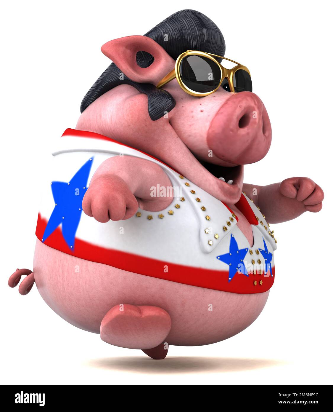 Fun 3D cartoon illustration of a pig rocker Stock Photo - Alamy