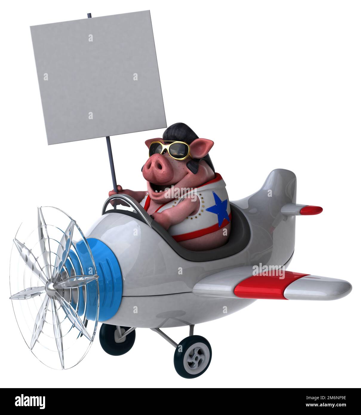 Fun 3D cartoon illustration of a pig rocker Stock Photo - Alamy