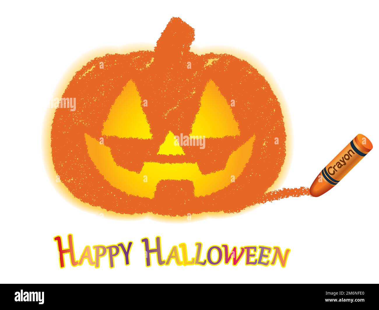Jack-o’-Lantern Vector Crayon Drawing Isolated On A White Background ...