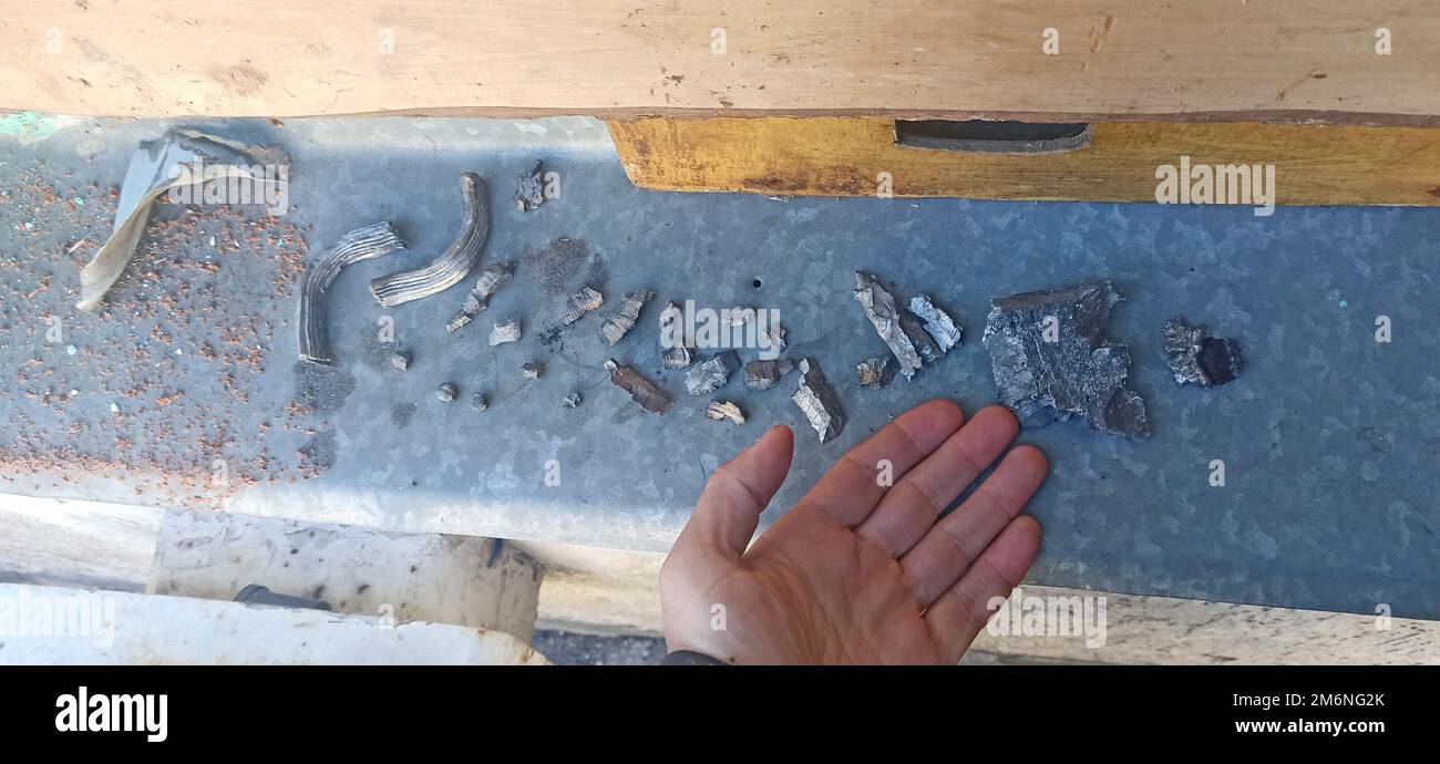 Metal fragments of shells after artillery shelling by Russian troops ...