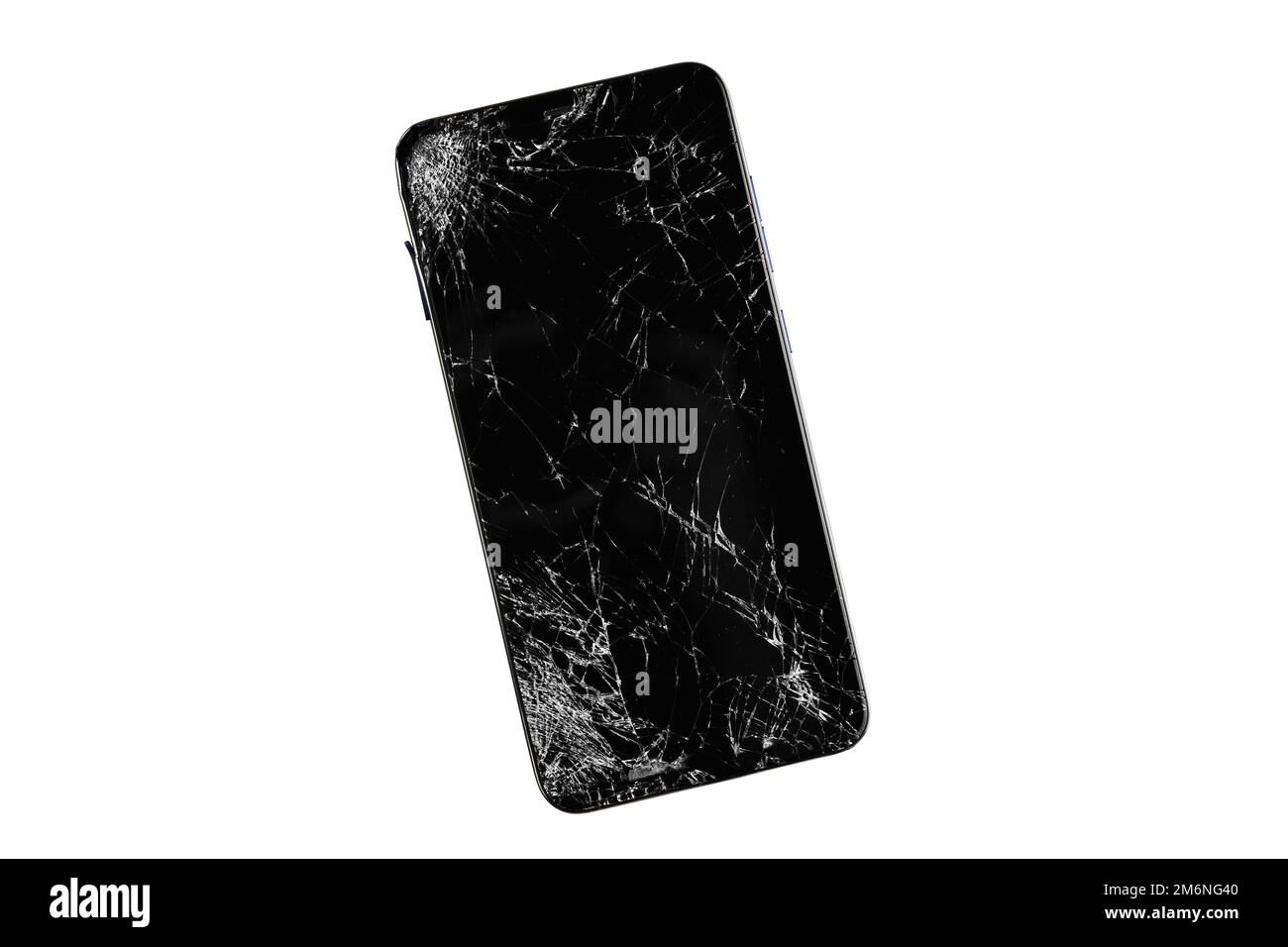 Cracked screen smartphone isolated on white background with clipping ...