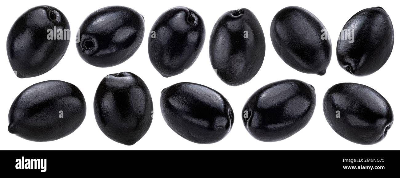 Black olives collection isolated on white background Stock Photo - Alamy