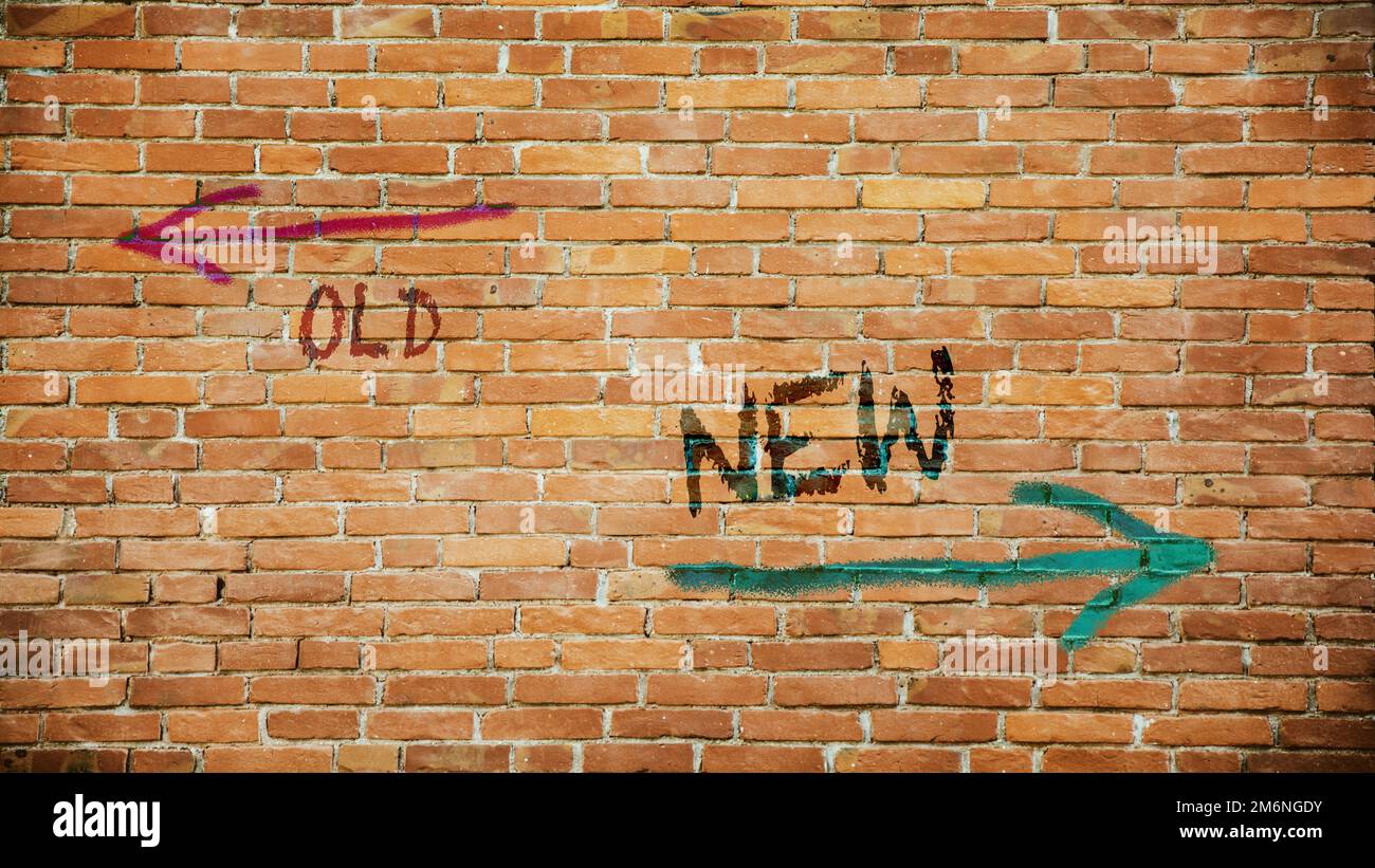 Street Sign to New versus Old Stock Photo - Alamy