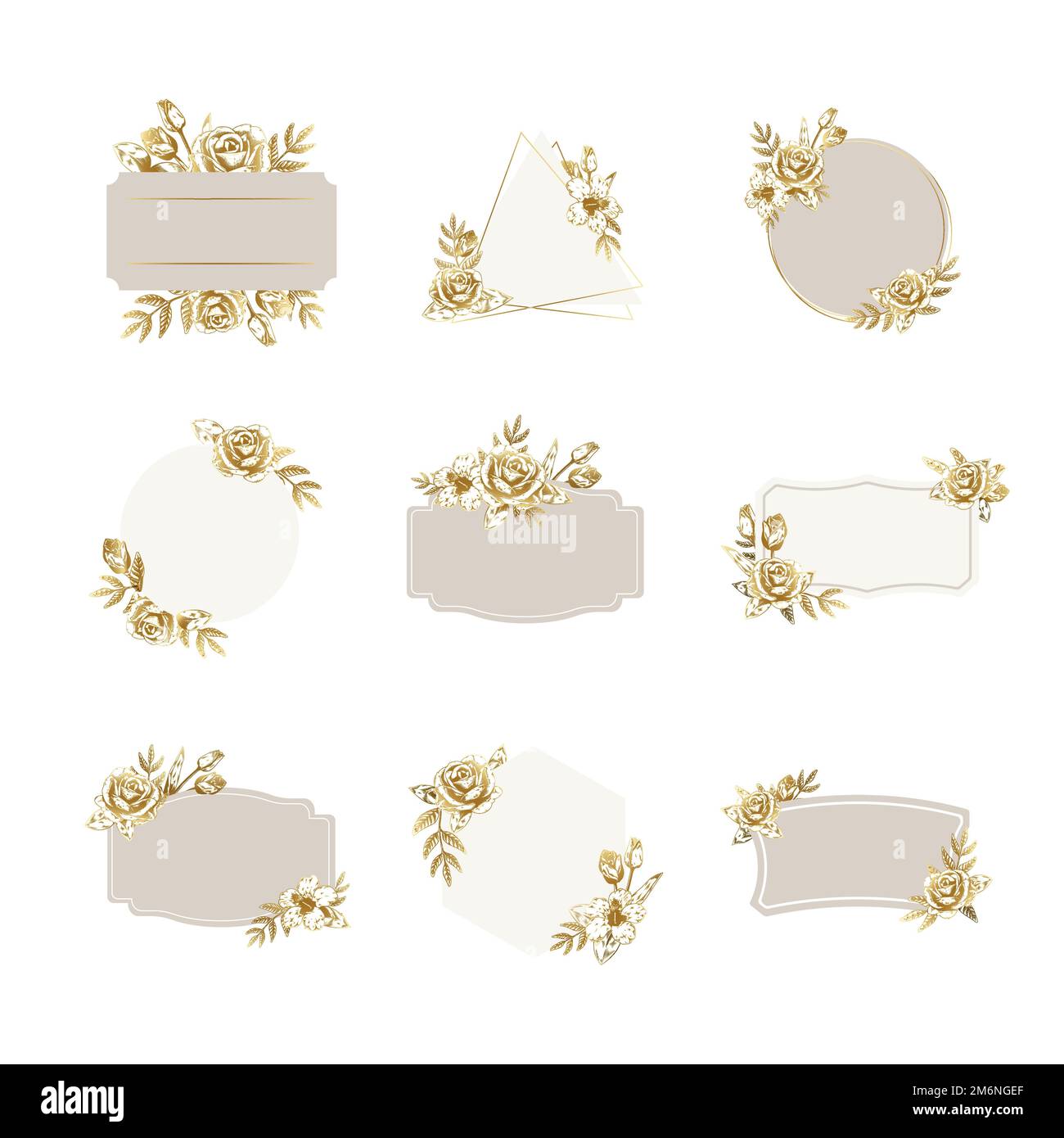 Hand drawn floral badges vector set Stock Vector Image & Art - Alamy