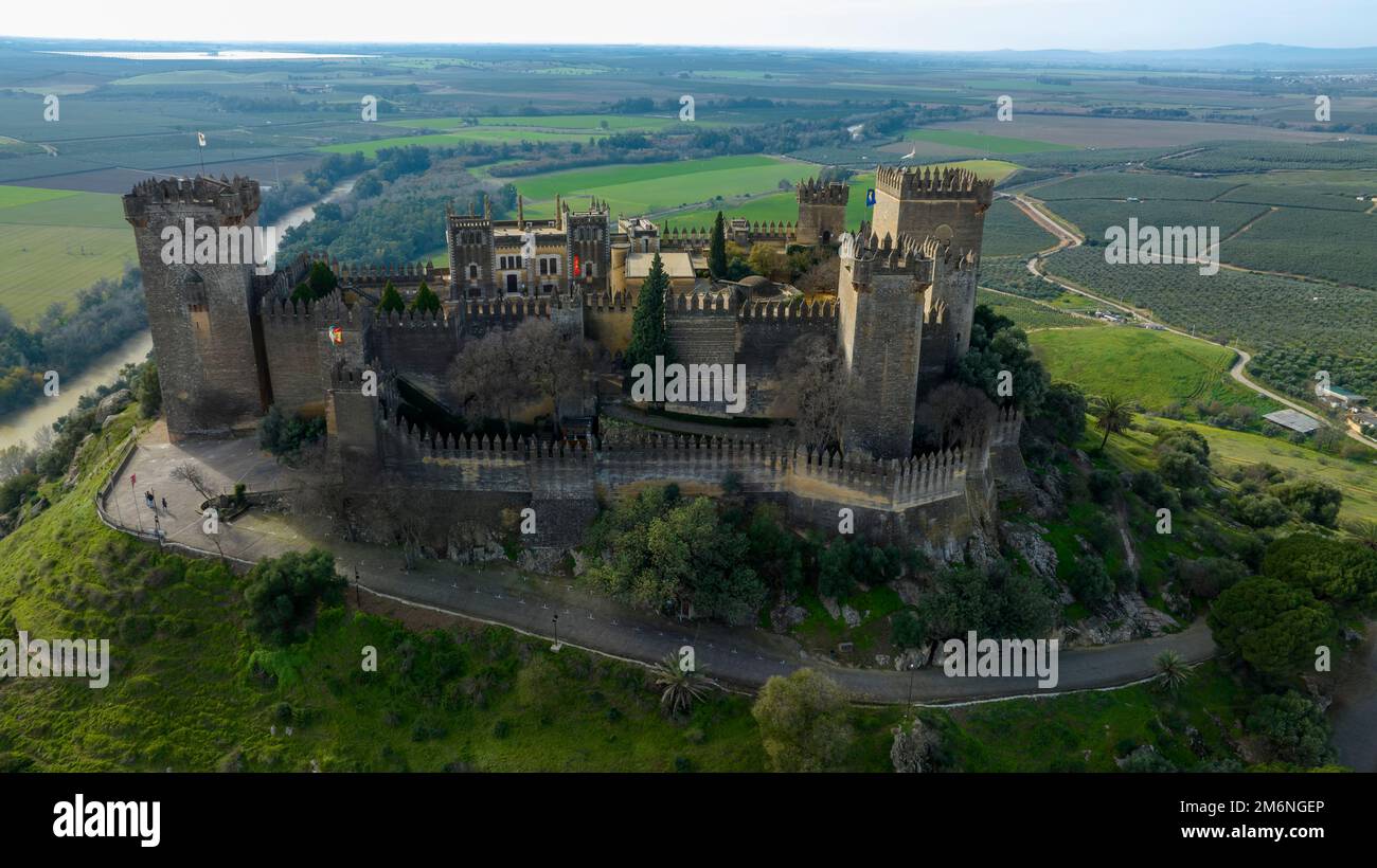 aerial view of the castle of Almodovar del Rio in the province of ...