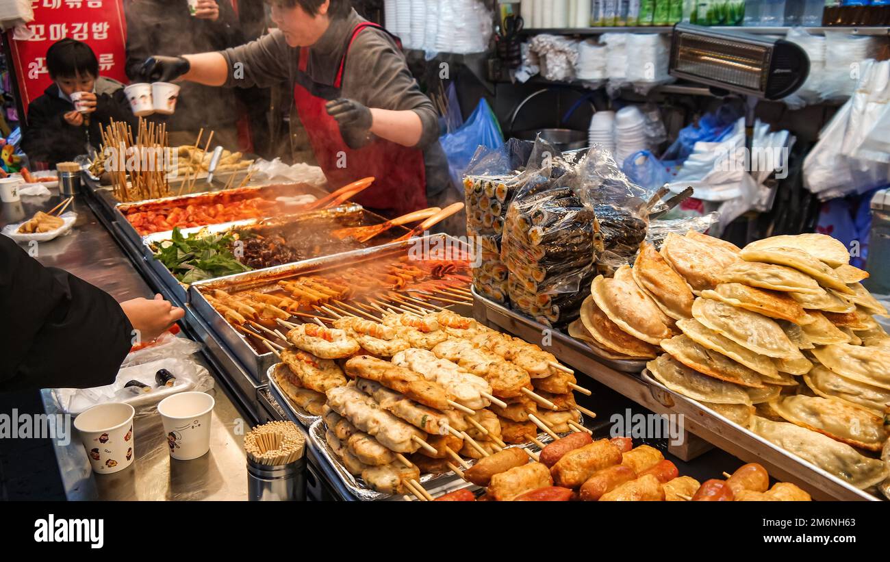 Seoul Myeongdong Street Food Stock Photo - Alamy