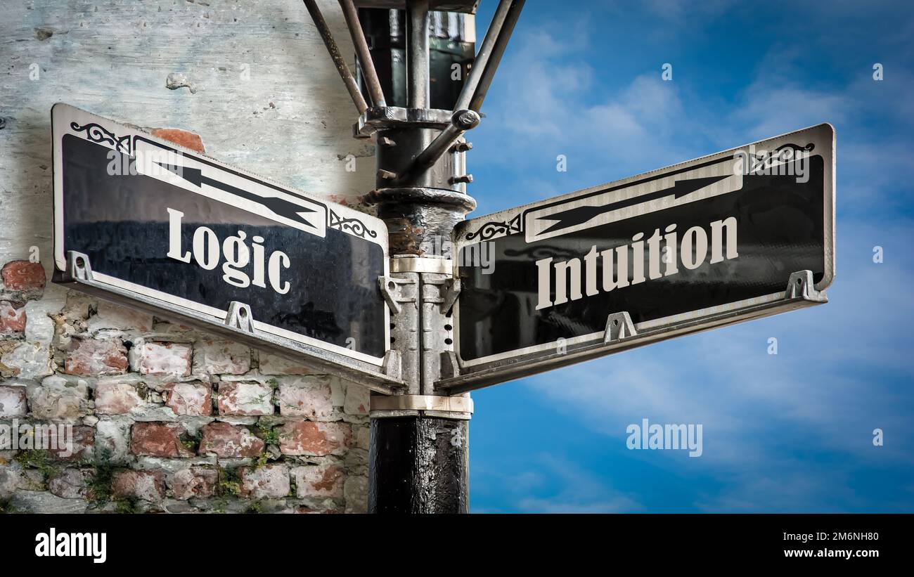 Street Sign Intuition versus Logic Stock Photo - Alamy