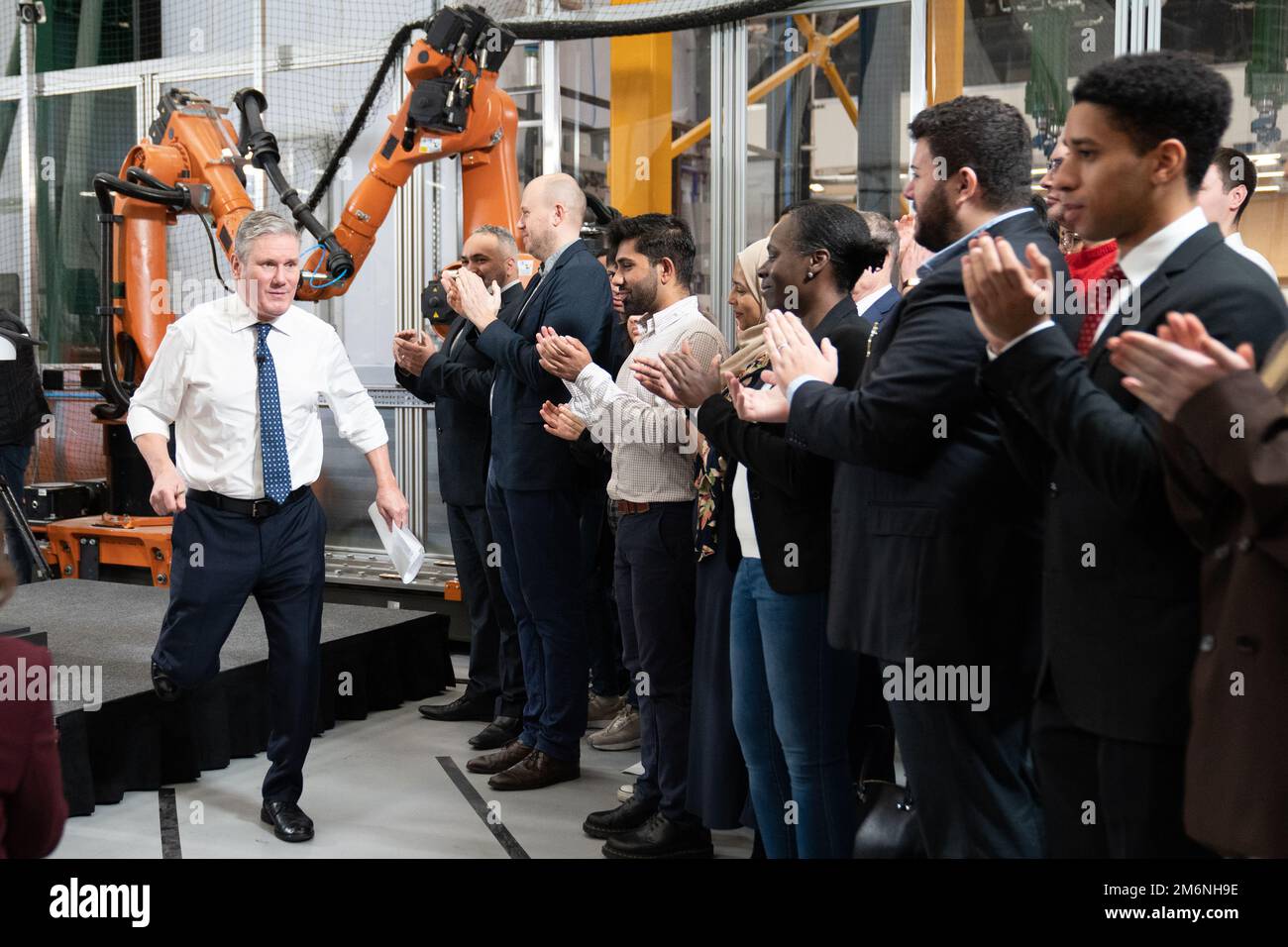 Labour leader Sir Keir Starmer leaves the stage after delivering his ...