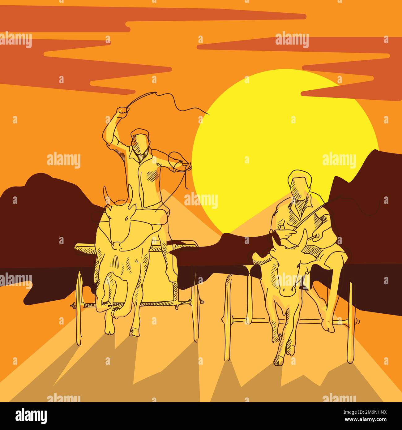 A vector illustration of Mattu Pongal Holiday Harvest Festival of Tamil ...