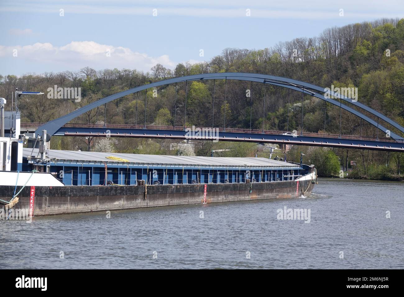Cargo ship on the river Main near Marktbreit Stock Photo - Alamy