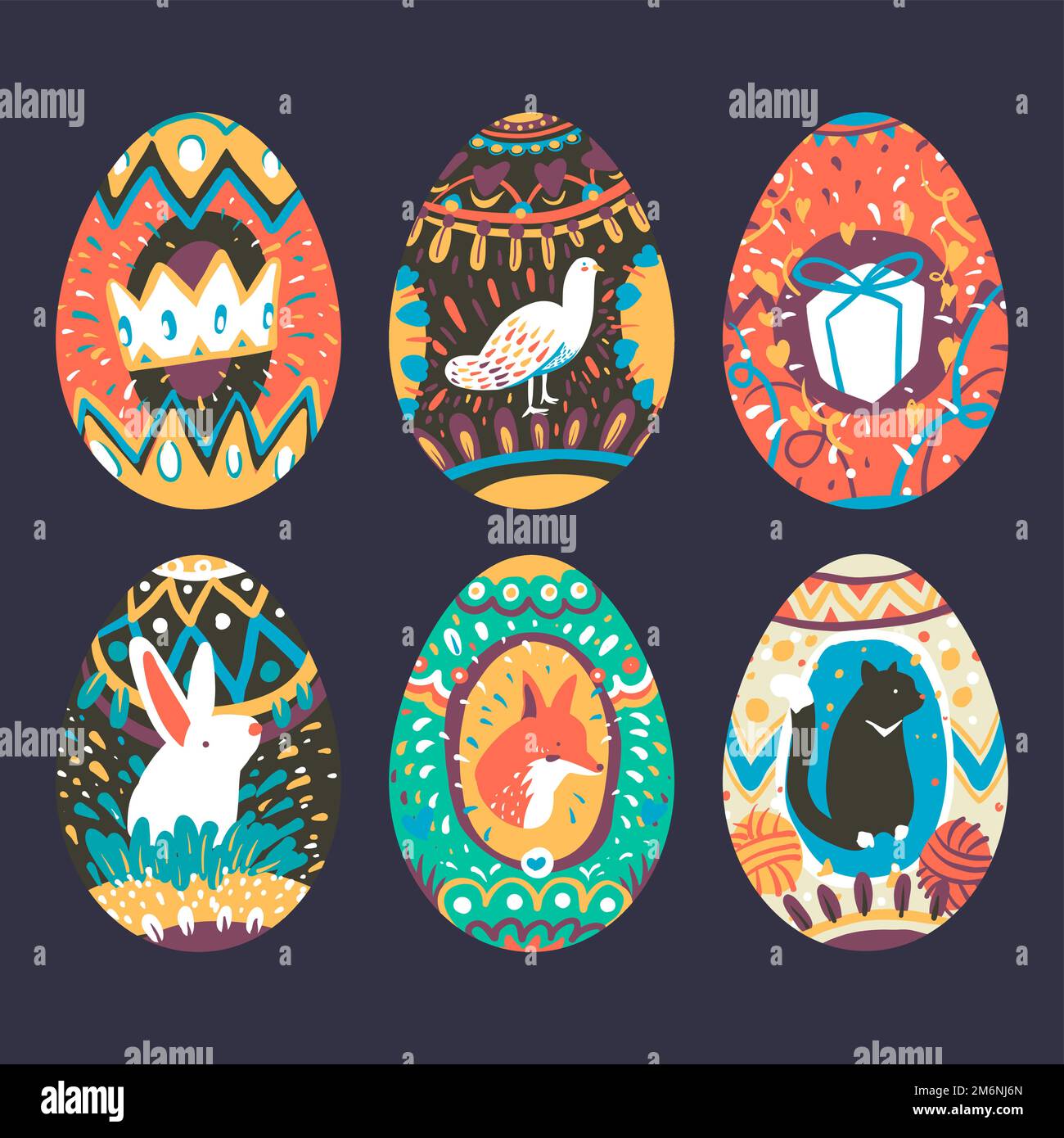 Easter festival painted eggs collection vector Stock Vector Image & Art ...
