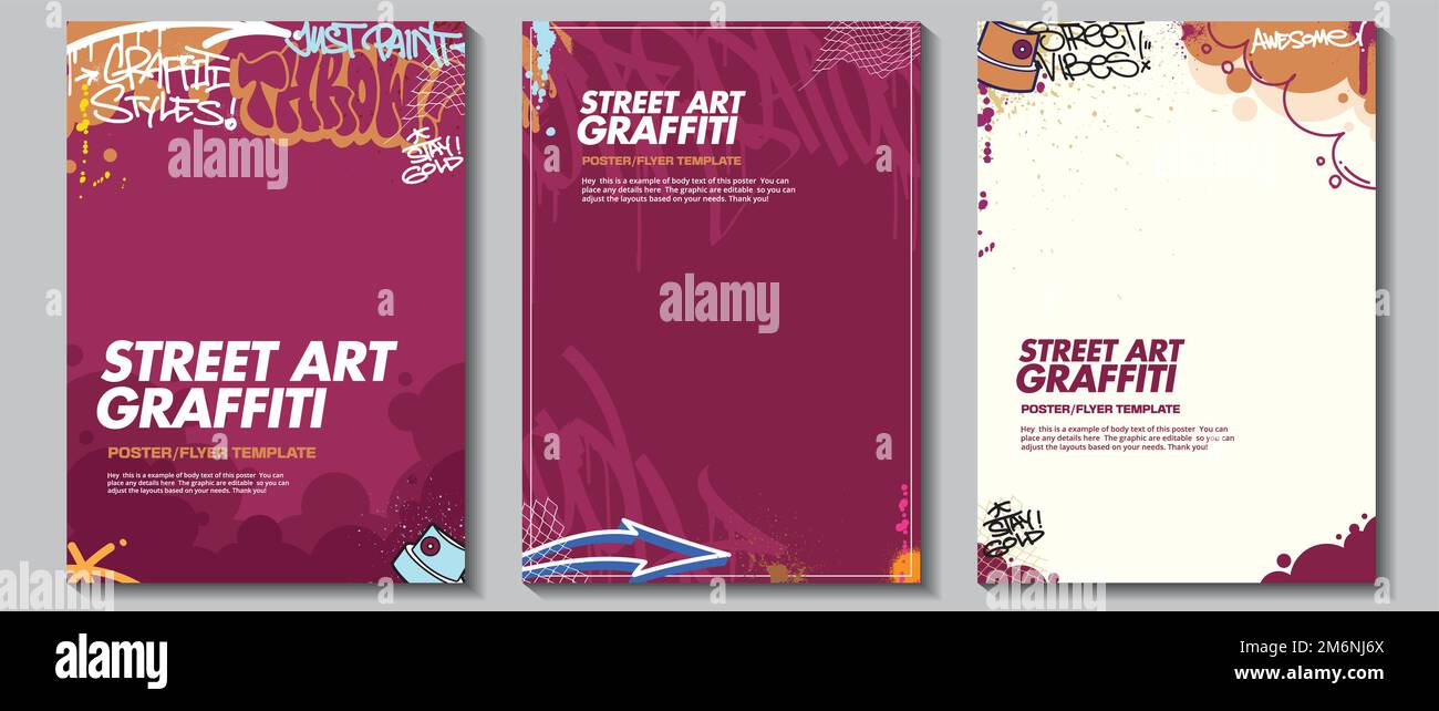 Modern graffiti art poster or flyer design with colorful tags, throw up ...