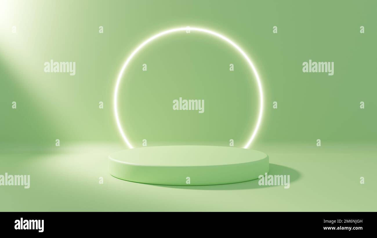 Abstract minimum Scene with geometric shapes. podium with light green ...