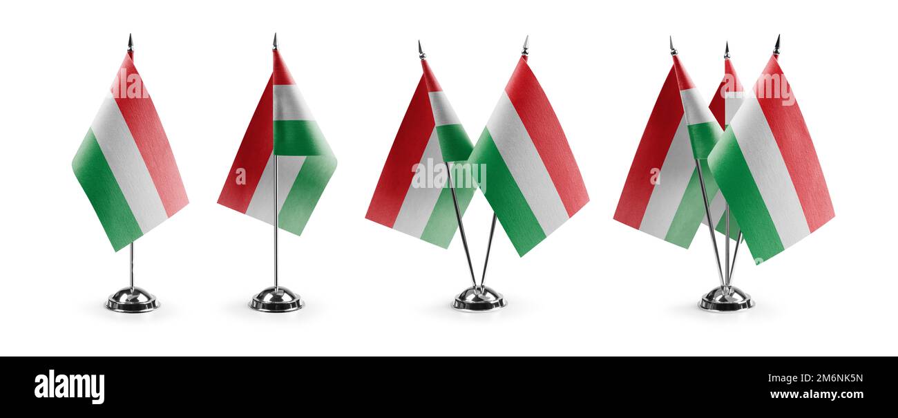 Small national flags of the Hungary on a white background Stock Photo ...