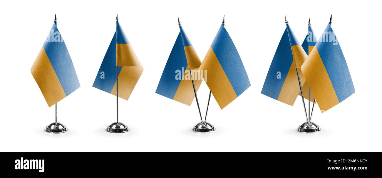 Small national flags of the Ukraine on a white background Stock Photo ...