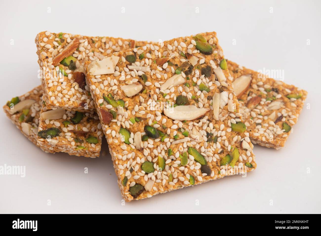 Pista Badam Gajak Patti Or Tilgul Papdi Chikki Gazak Or Gachak Bar Made ...