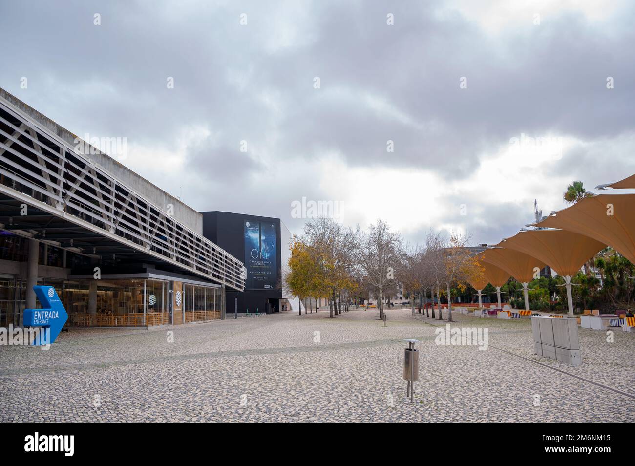 View of the Oceanarium building at Lisbon, Portugal, the largest indoor ...