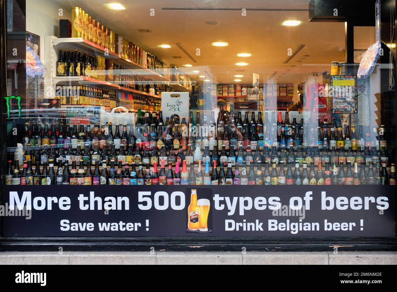 Beer shop in Belgium. Belgium is known for beer production and export ...