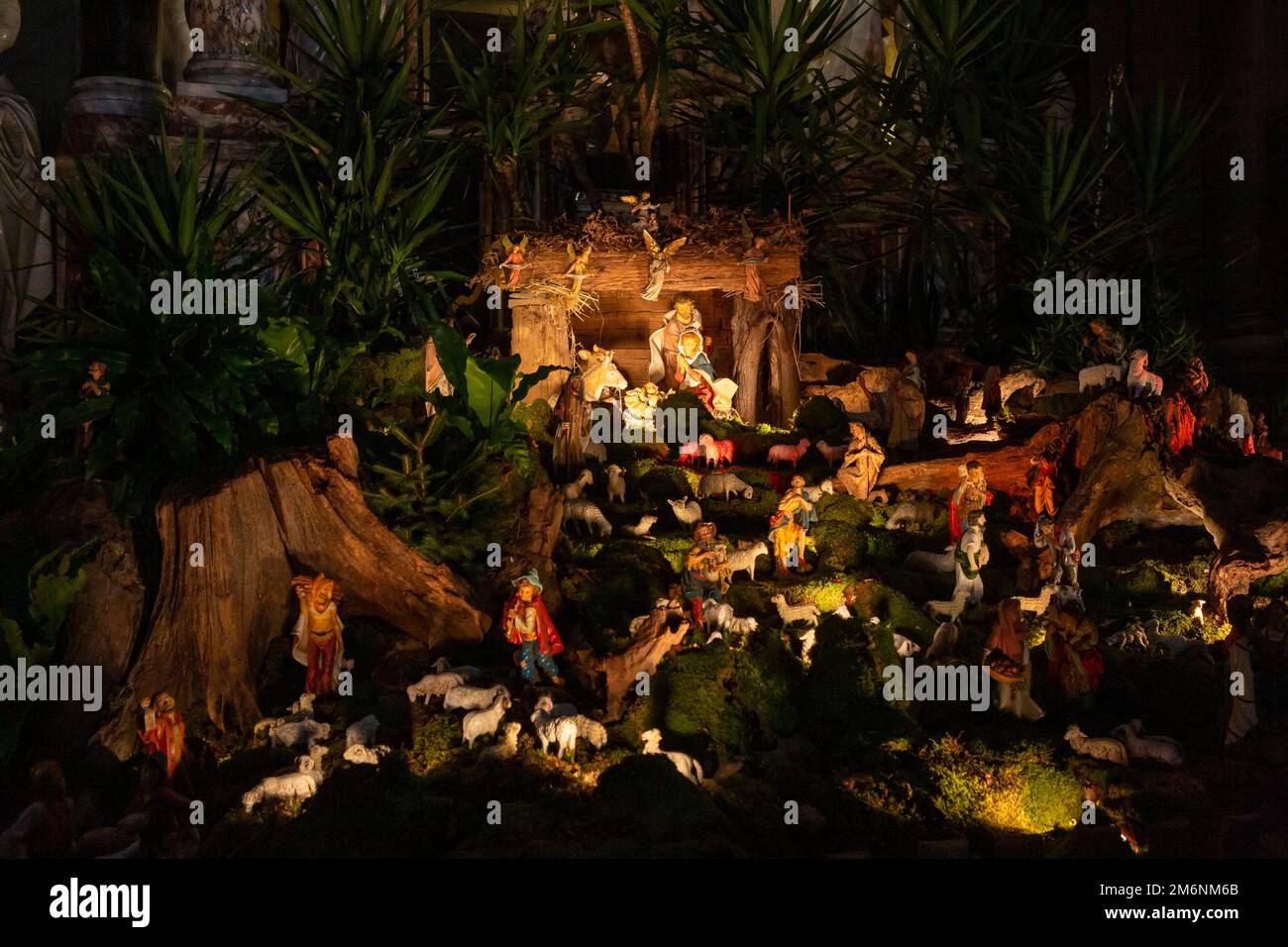 Nativity scene in a church Stock Photo - Alamy