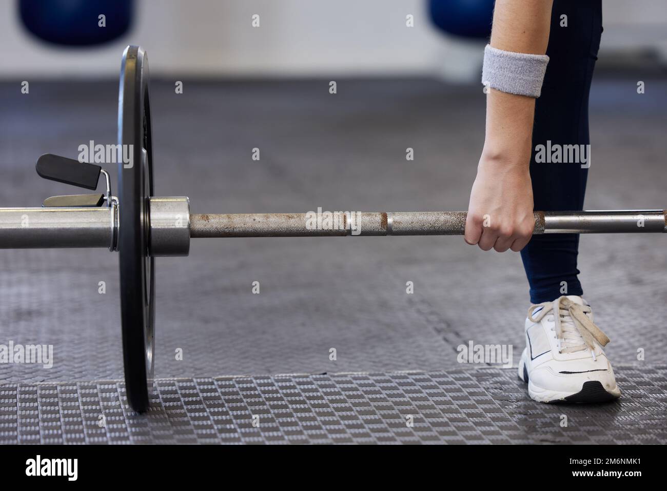 Barbell, woman hands and weightlifting exercise for fitness, workout ...